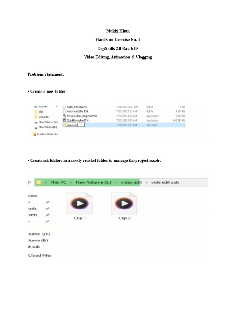 Video Editing Exercise 1 | PDF
