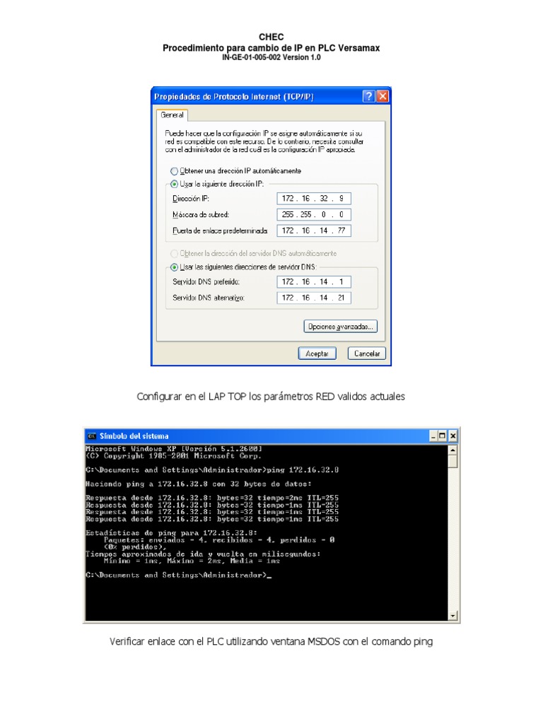 Instructivo para Cambio de IP en PLC Versamax | PDF
