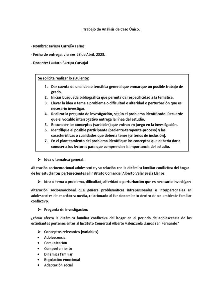 Trabajo de AnÃ¡lisis de Caso Ã - Nico | PDF | Adolescencia | Las emociones