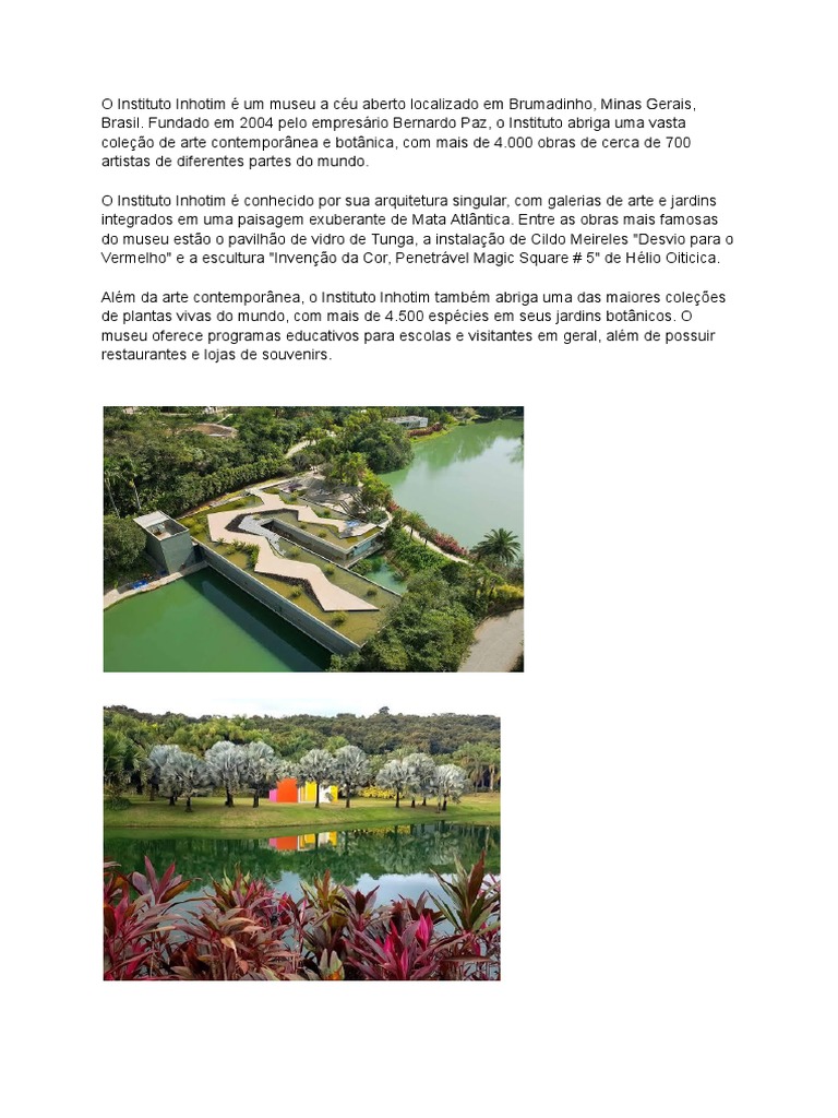 Instituto Inhotim | PDF | Casa e Jardim | Arte
