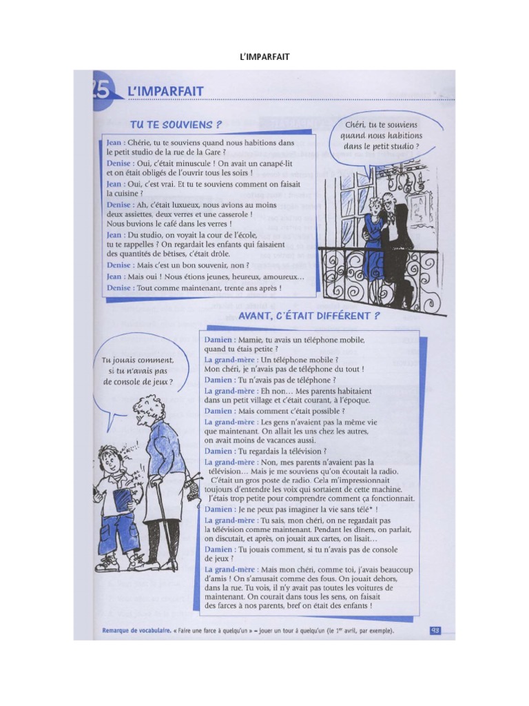 Limparfait. Introduction Et Exercices | PDF