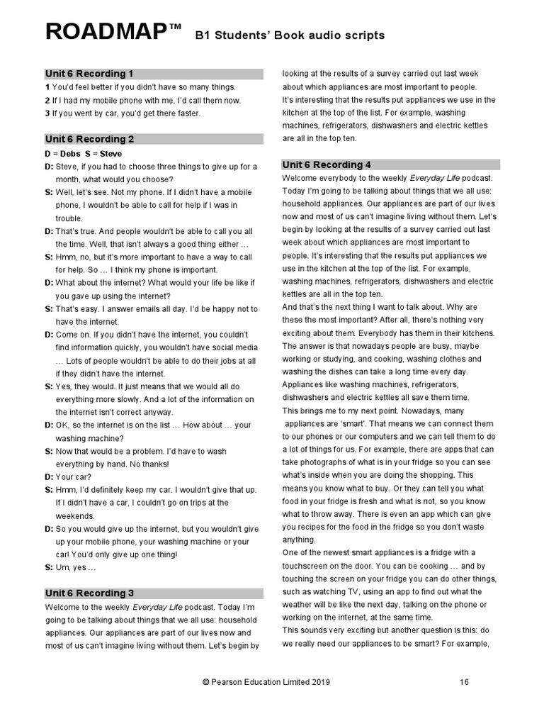 Students Book - Audio Scripts B1 Book 2 | PDF