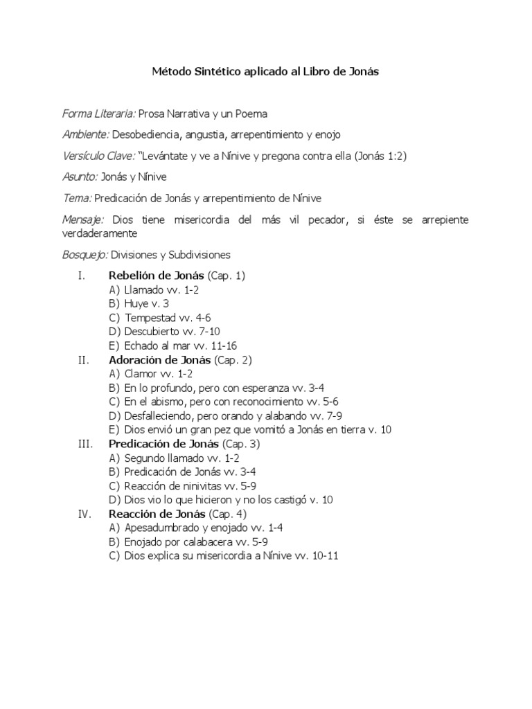 Método Sintético Aplicado Al Libro de Jonás | PDF