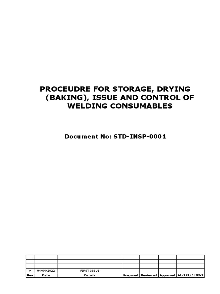 Procedure For Storage, Drying (Backing) Issue Consumables | PDF