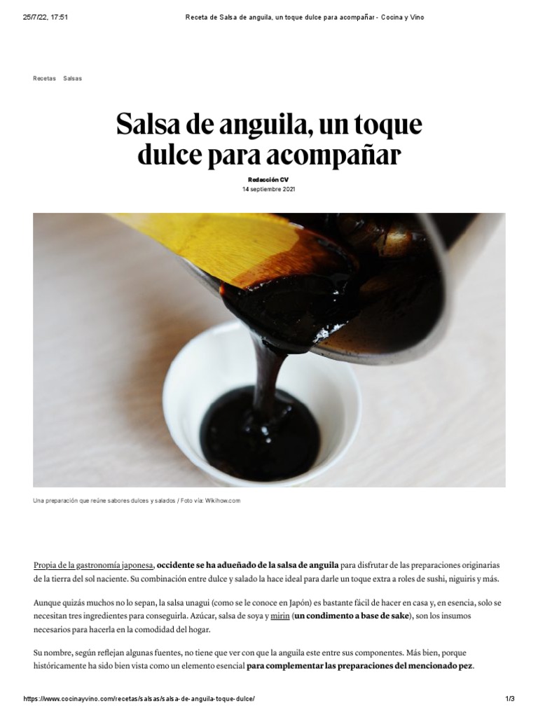 Receta de Salsa de Anguila Casera | PDF