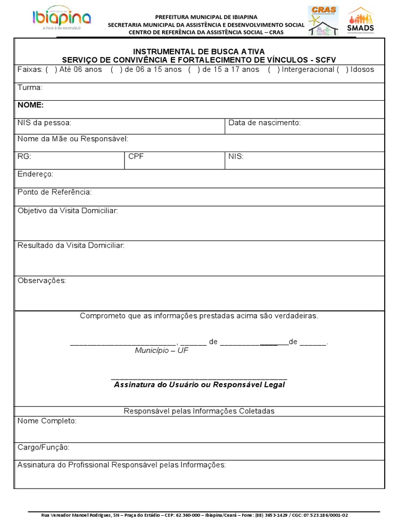 Ficha de Busca Ativa.scfv | PDF