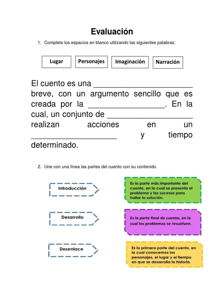 Evaluación El Cuento PDF | PDF