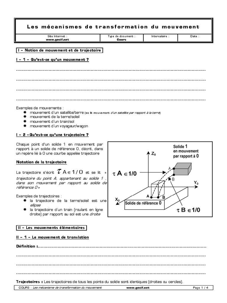 Mecanismes de Transformation Du Mouvement | PDF | Mouvement de rotation ...