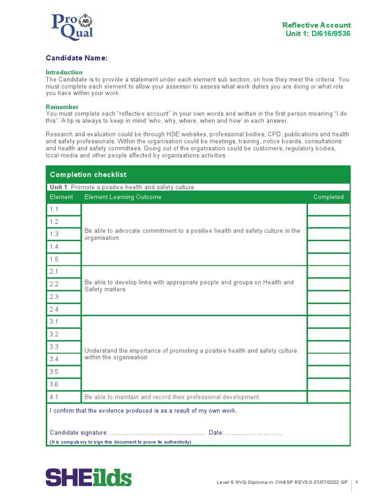 NVQ L6 Unit 1 RA Template FINAL v3 2702022 GP | PDF