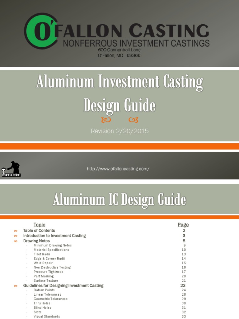 Aluminum Investment Casting Design Guide | PDF