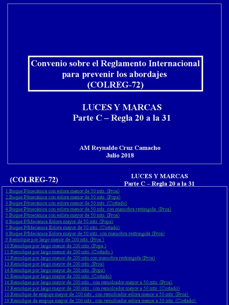 Luces y marcas según COLREG-72 | PDF