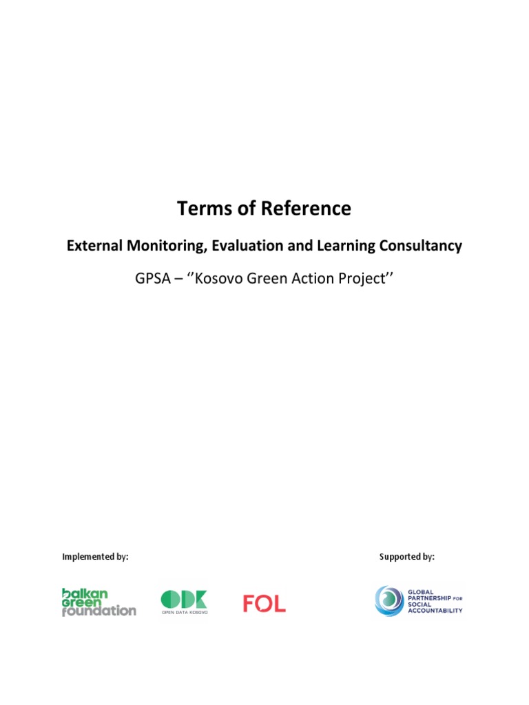 Terms of Reference - Kosovo Green Action (BGF) | PDF