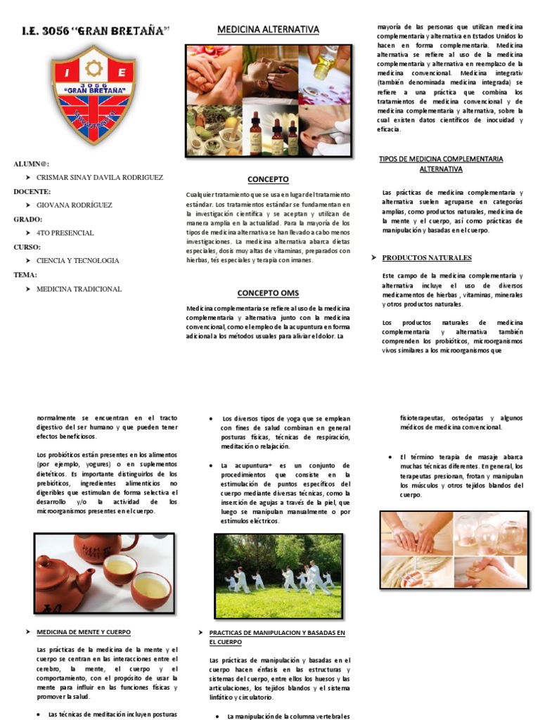 Triptico Cris Med Altr | PDF | Medicina alternativa | Tratamientos médicos
