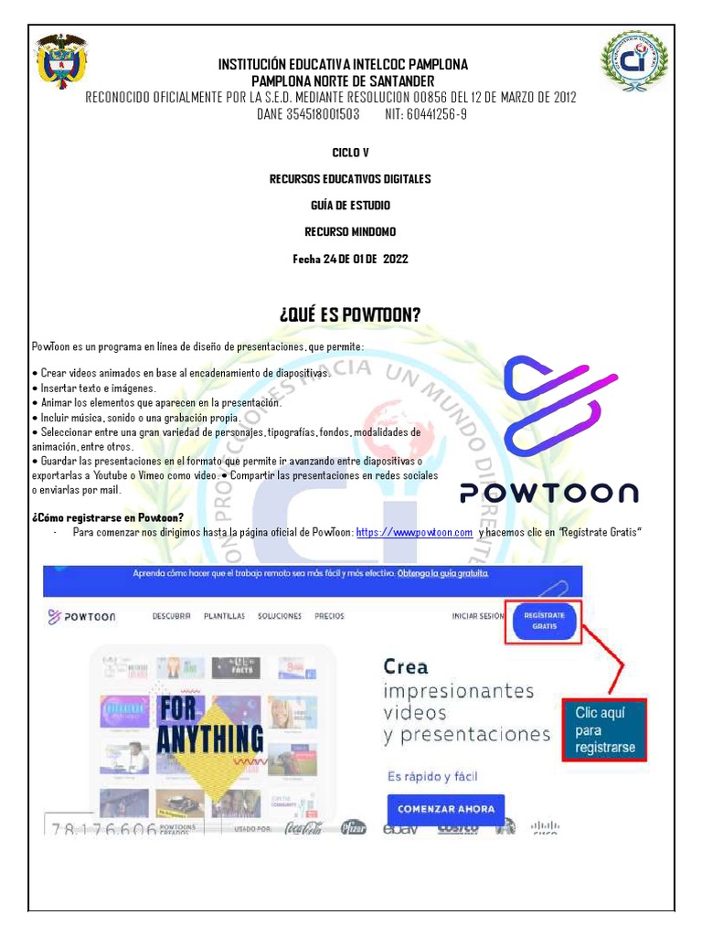 Guia Powtoon Informatica | PDF | Resolución de pantalla | Multimedia