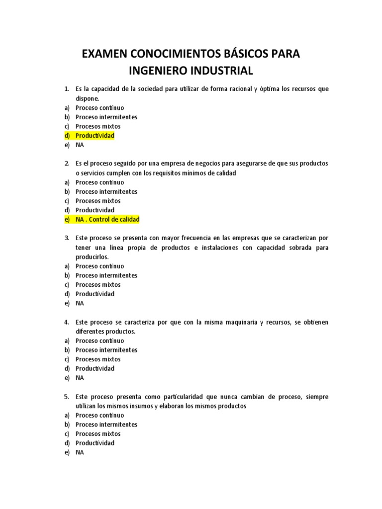 Examen Conocimientos Basicos para Ingeni | PDF