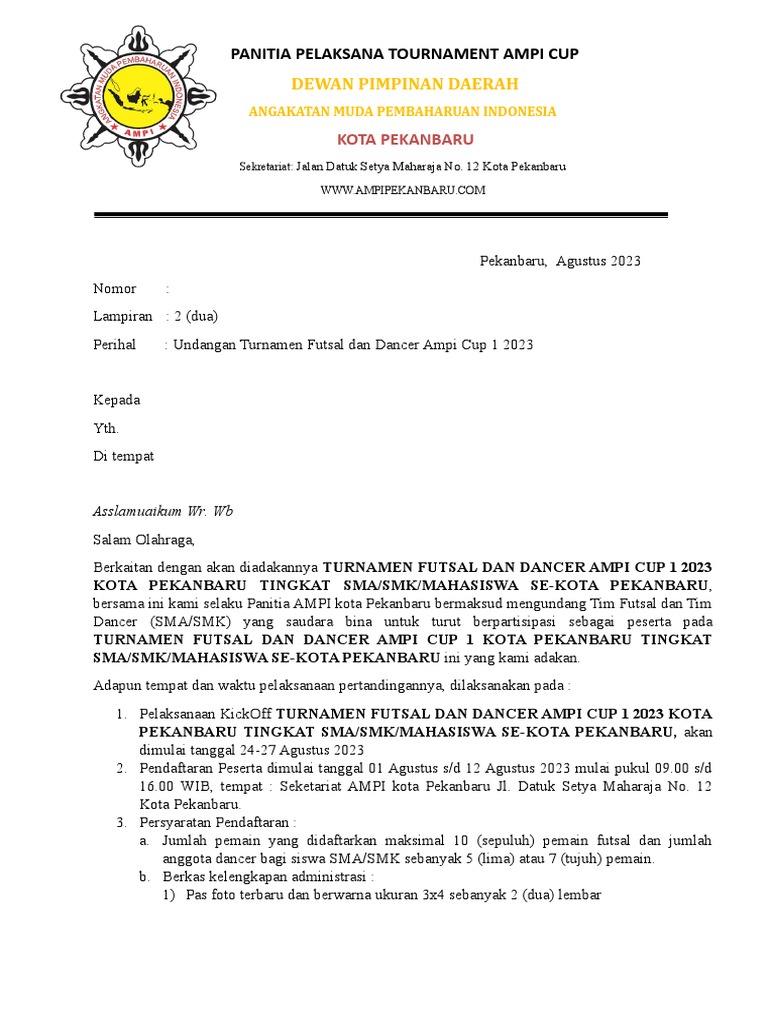 Surat Undangan Futsal | PDF