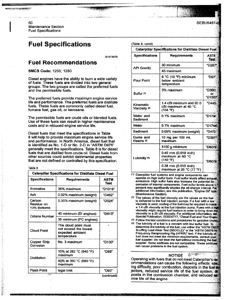 Fuel Specifications CAT | PDF