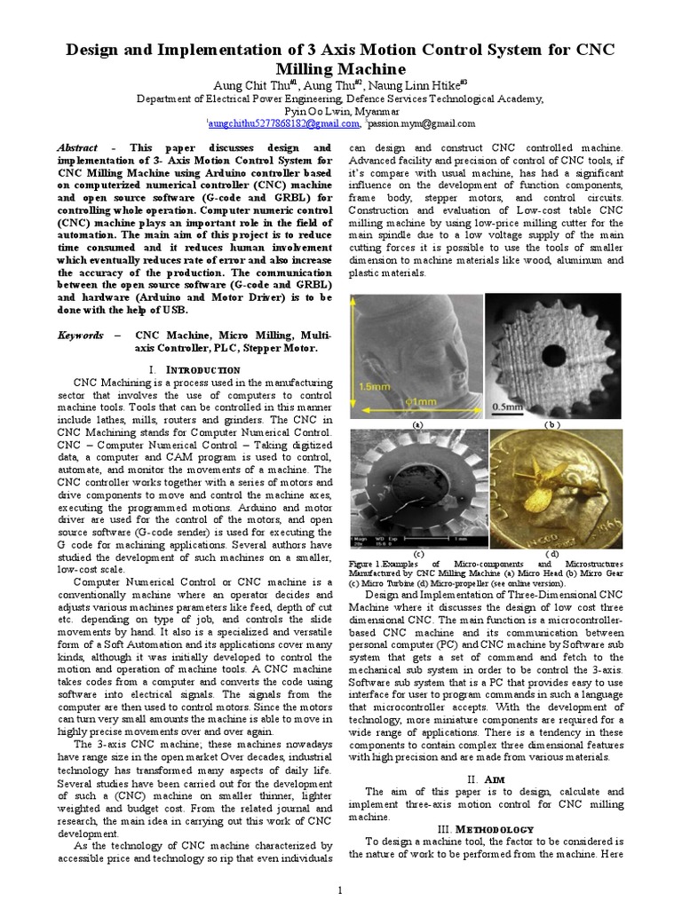 Design and Implementation of 3 Axis CNC Milling Machine | PDF | Computers | Technology & Engineering