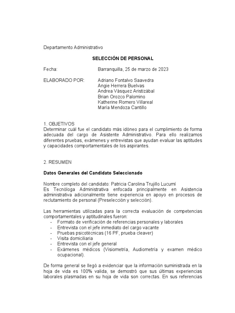 Informe Corto Sena | PDF