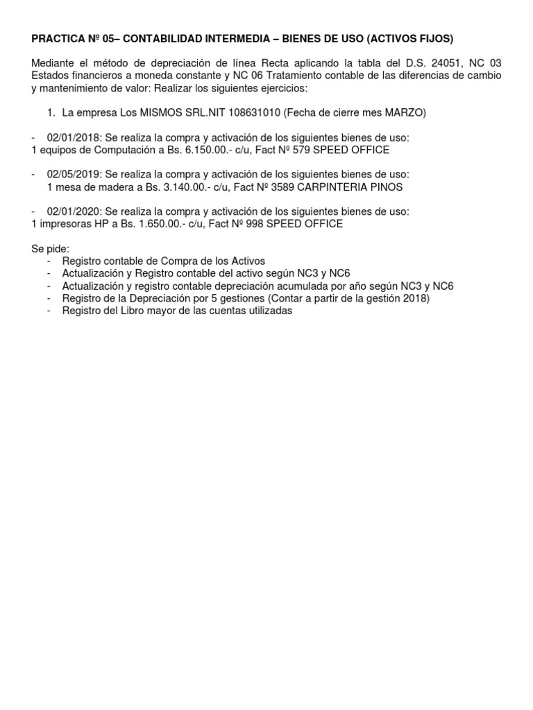 Practica 05 Activos Fijos | PDF