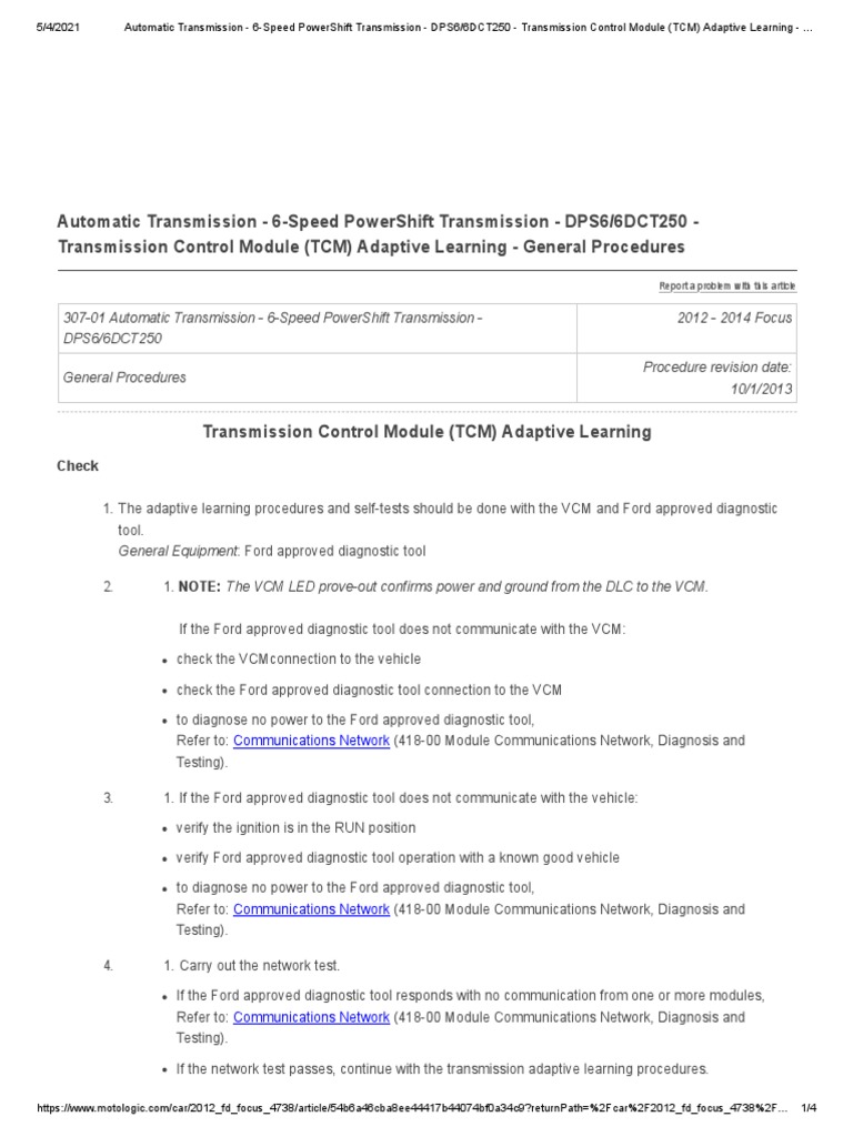 Automatic Transmission - 6-Speed Powershift Transmission - Dps6/6Dct250 ...