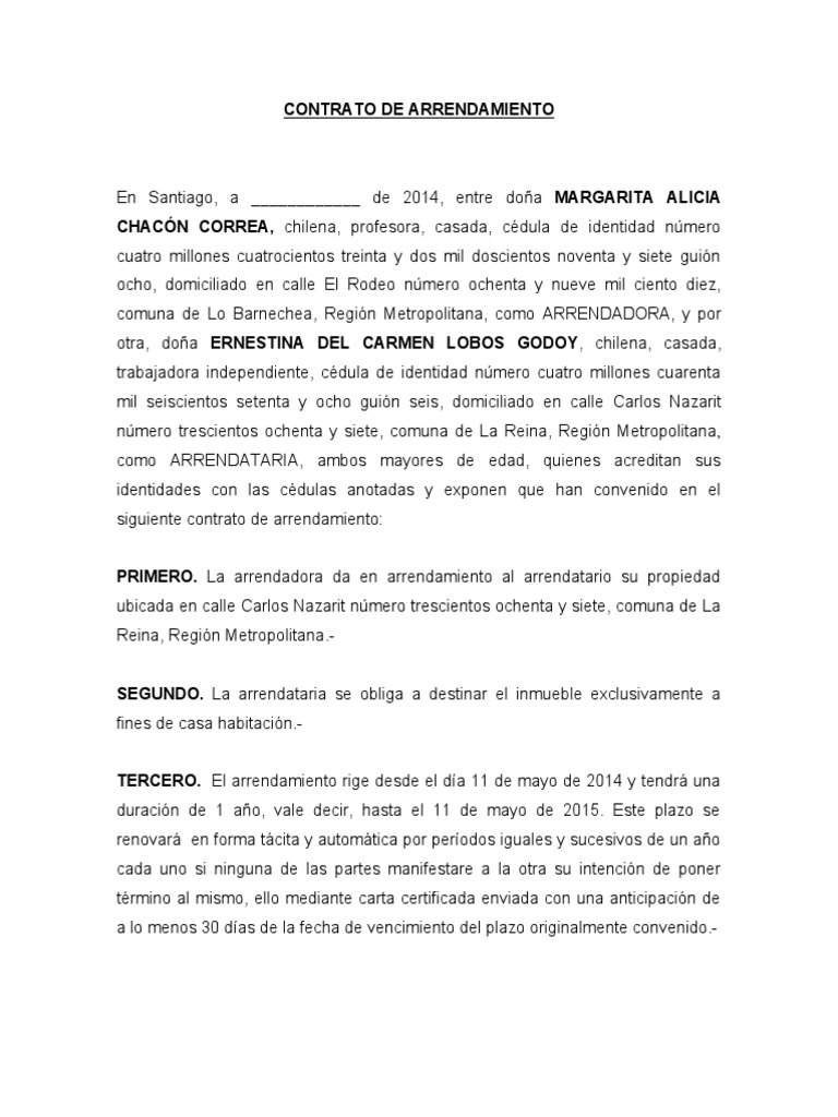 Arrendamiento Leonor Lobos Godoy | PDF