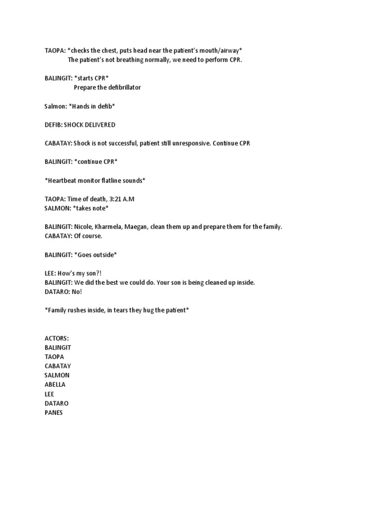 CPR Emergency Response Scenario | PDF