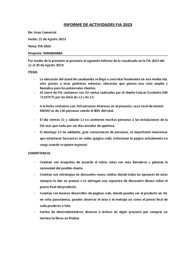 Informe de Actividades 2023 | PDF