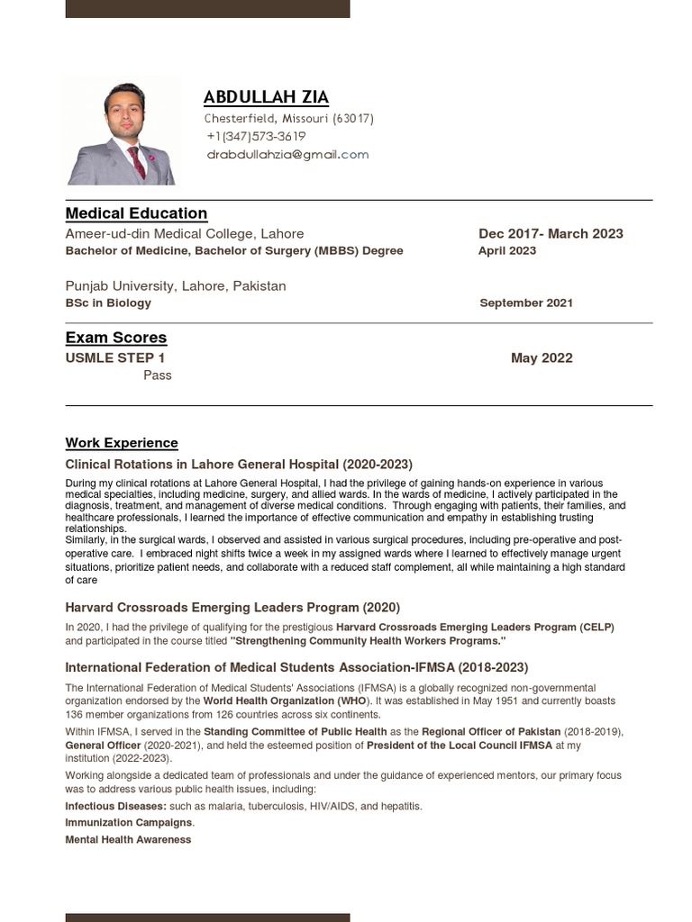 Dr Abdullah Zia CV | PDF