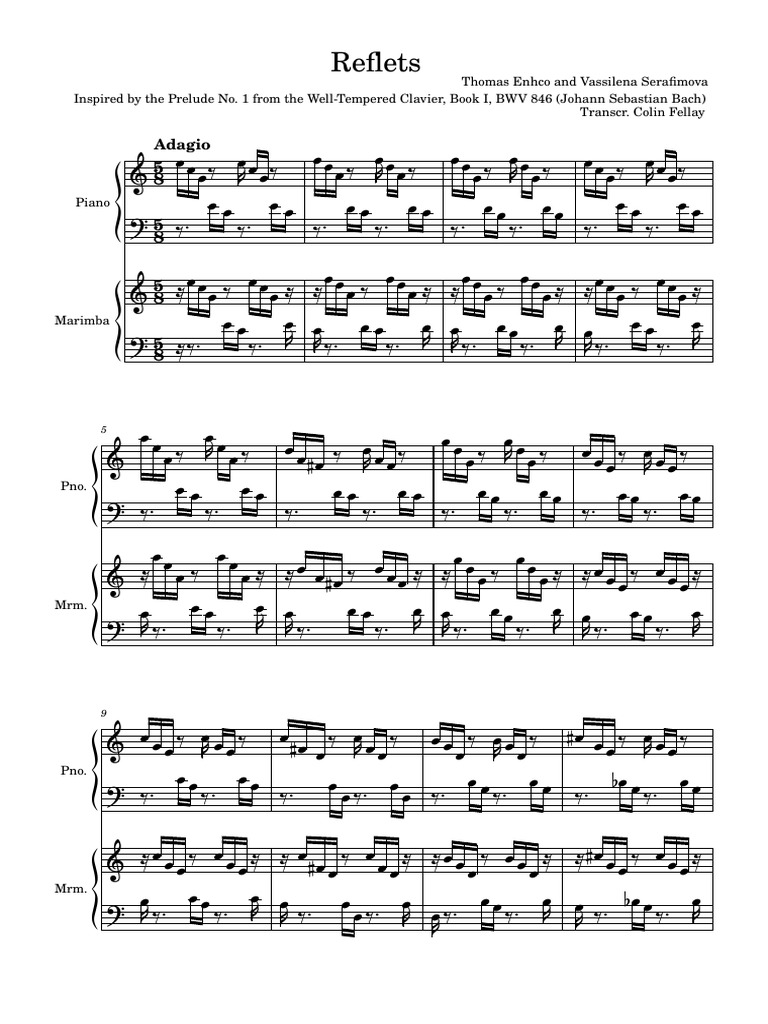 Reflet (Vassilena-Enhco) Full Score | PDF | The Well Tempered Clavier | Compositions