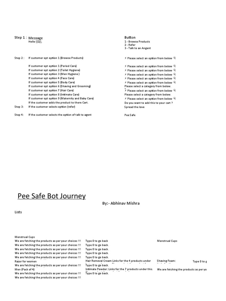 Pee Safe Bot Journey | PDF