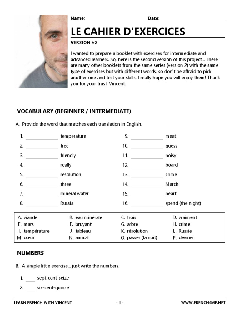 Intermediate French Workbook Exercises | PDF