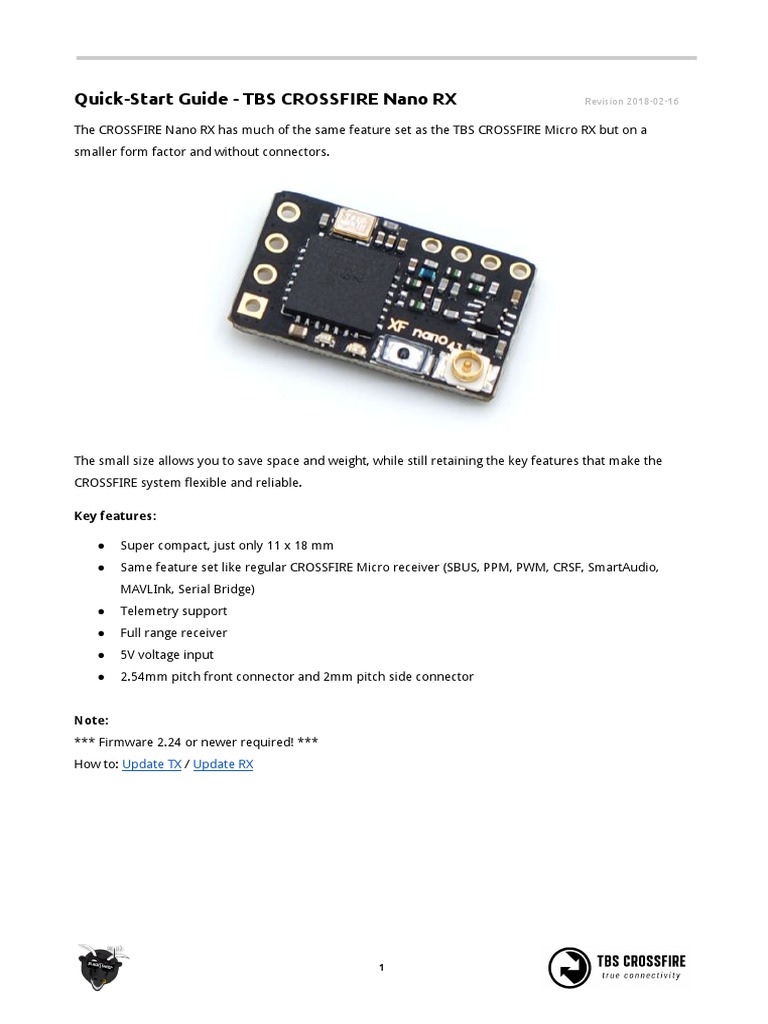 TBS CROSSFIRE Nano RX Guide | PDF | Electrical Connector | Manufactured ...