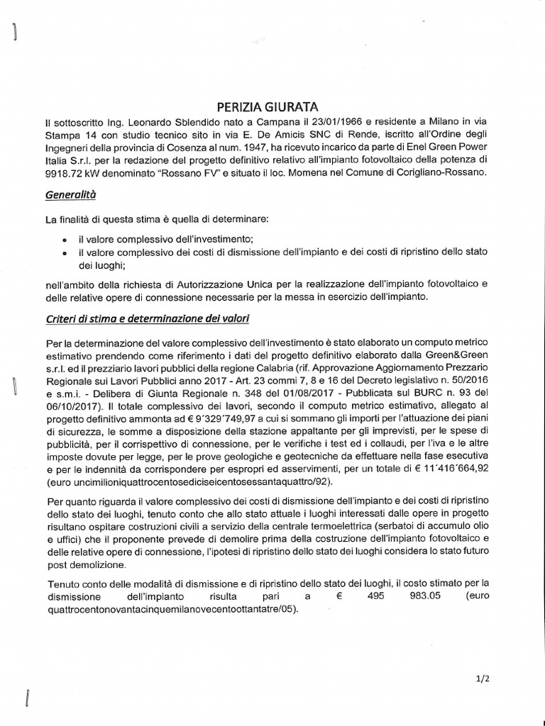 Perizia Giurata N 1 | PDF