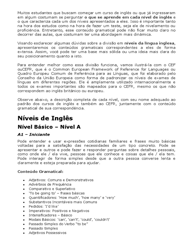 English Course-Subjects To Learn English | PDF