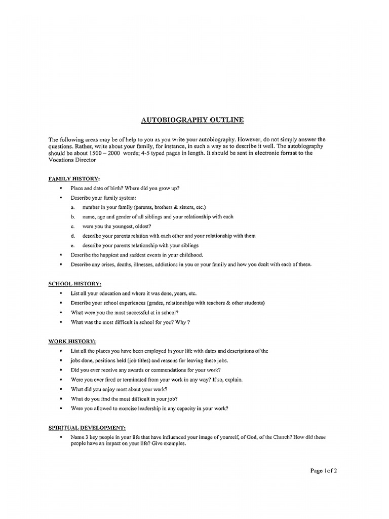 Autobiography Outline | PDF