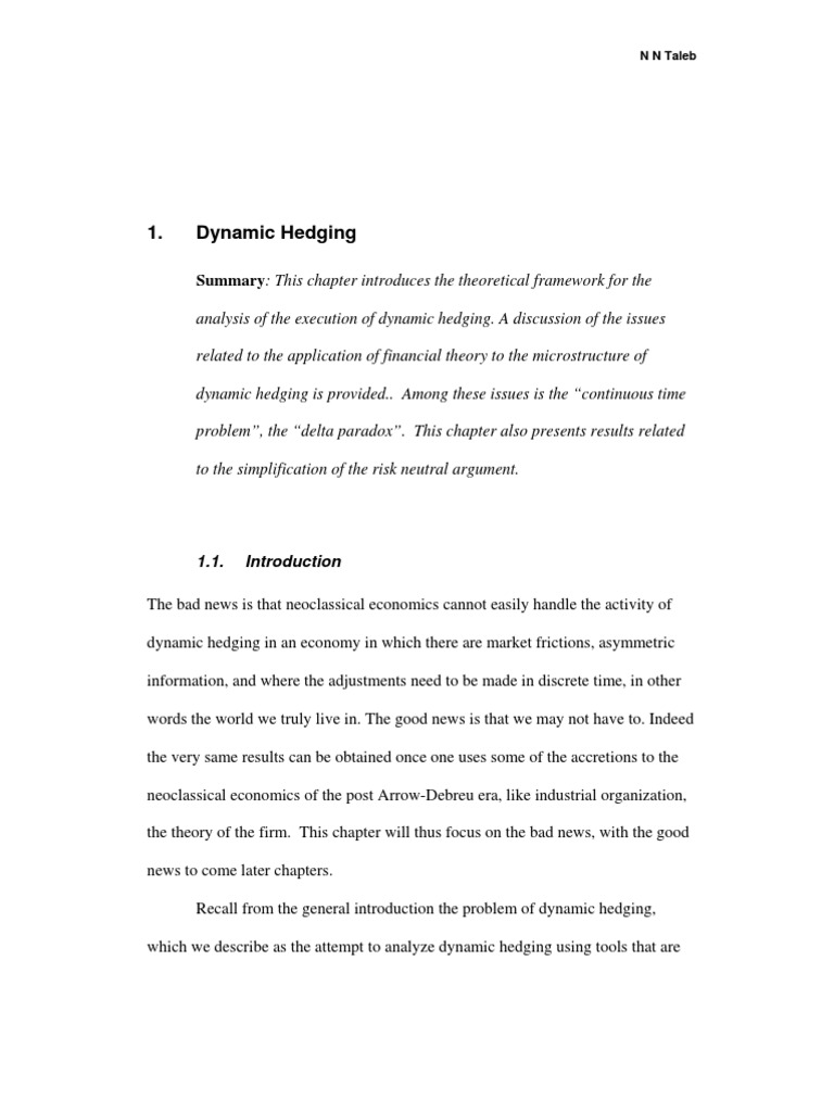 Dynamic Hedging - Notes by Nassim Taleb | PDF | Greeks (Finance ...