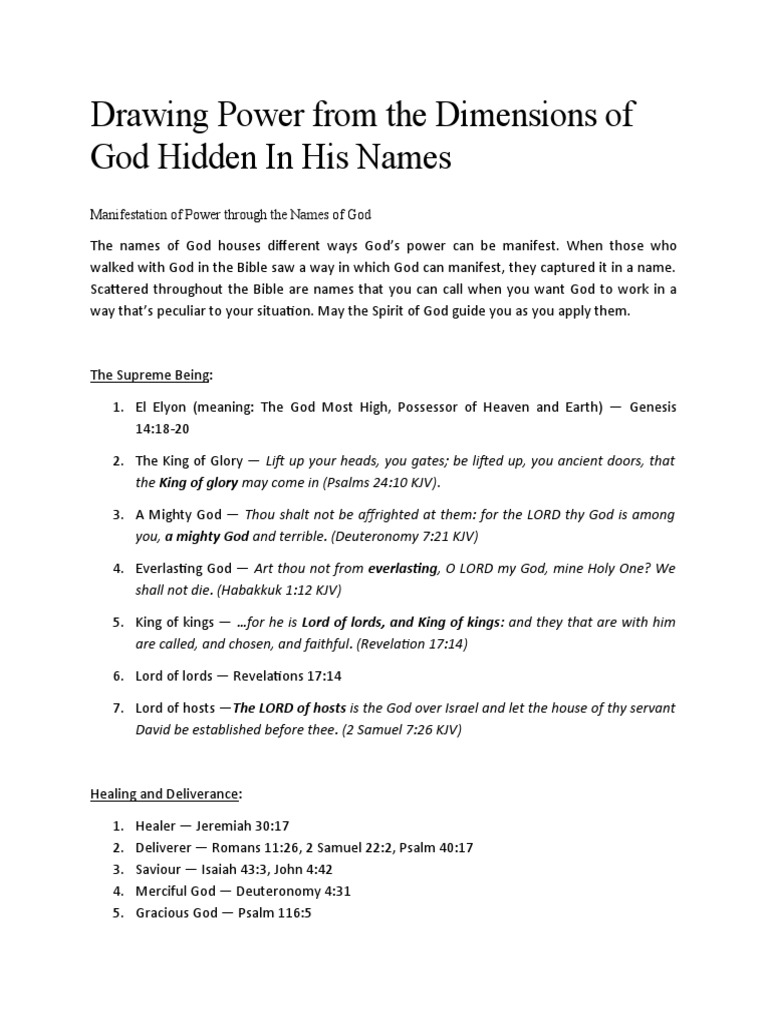 Names of God With Bible Reference | PDF | Religion & Spirituality