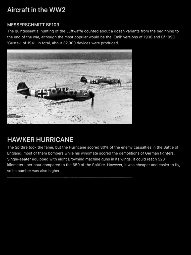 Aircraft in The WW2 | PDF | Aviation | Military Aviation