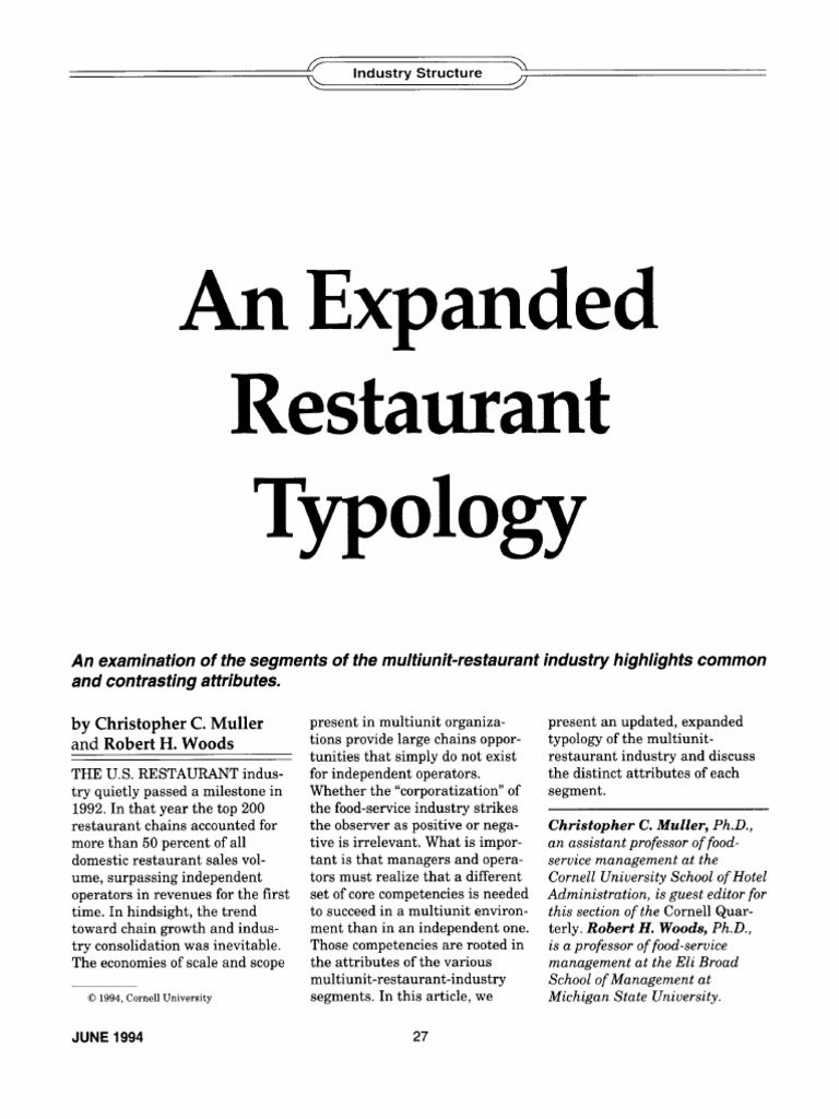 Expanded Typology of Restaurant Segments | PDF