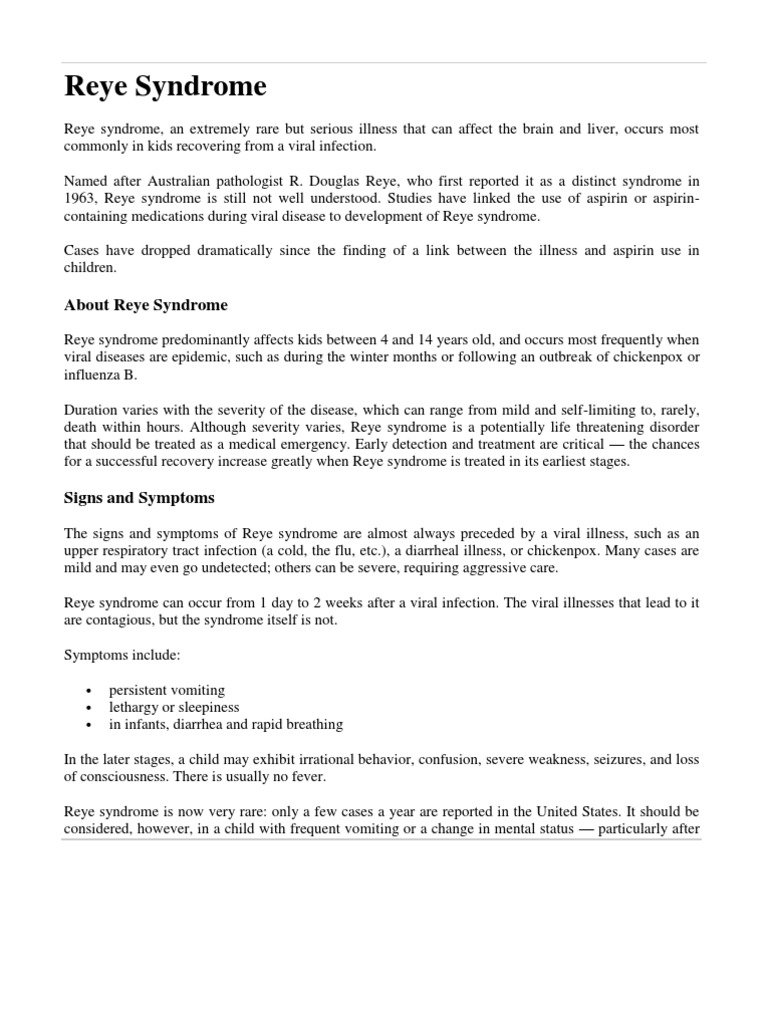 Reye Syndrome: Symptoms and Treatment | PDF | Influenza | Public Health