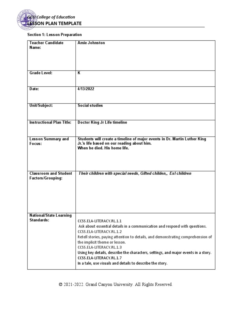 Martin Luther King Jr. Timeline Lesson | PDF