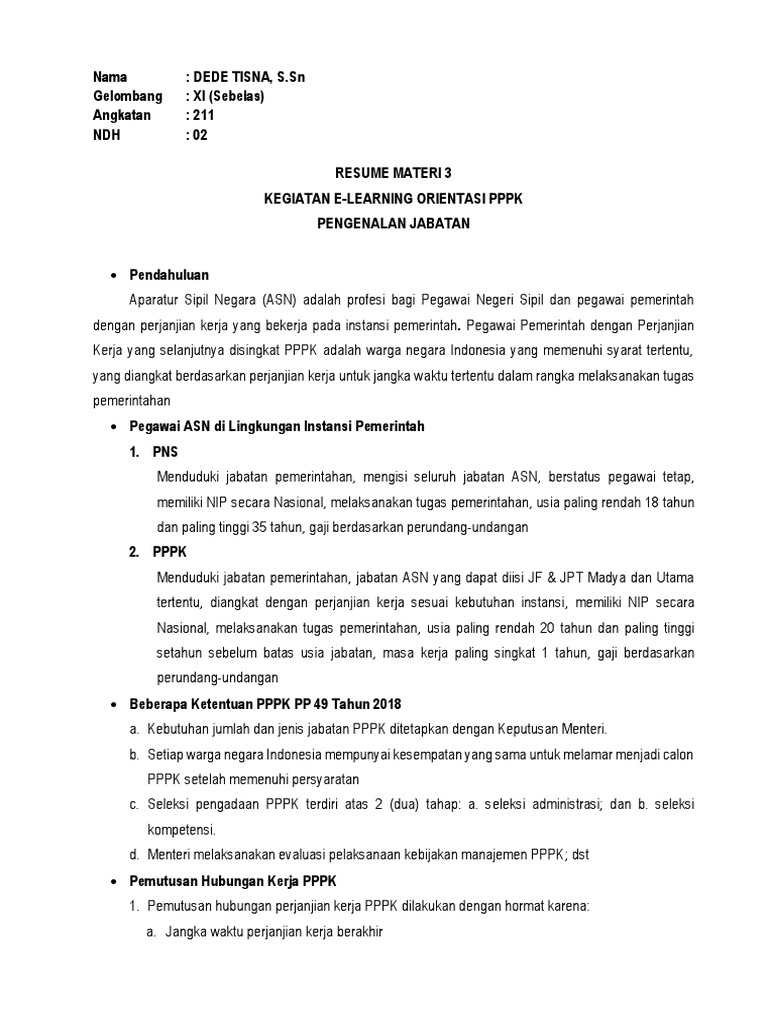 Resume Materi 3 (Pengenalan Jabatan) FINA | PDF