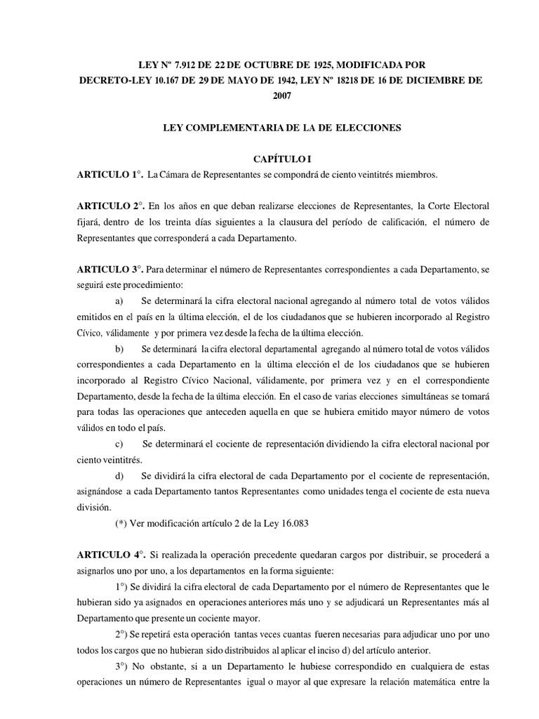 Ley 7912: Procedimiento Electoral | PDF