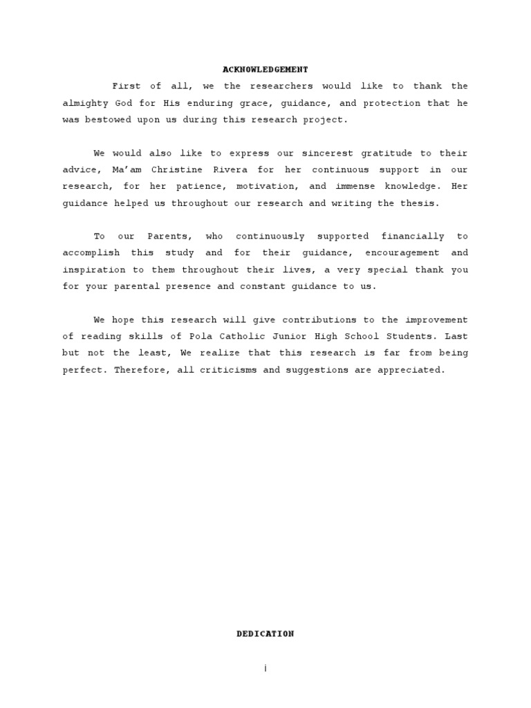 Acknowledgement and Dedication | PDF