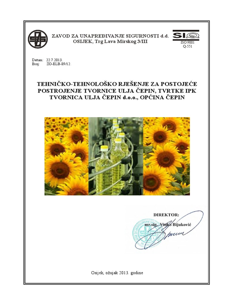 Tehnicko-Tehnolosko - Rjesenje - Proizvodnja Zejtina | PDF