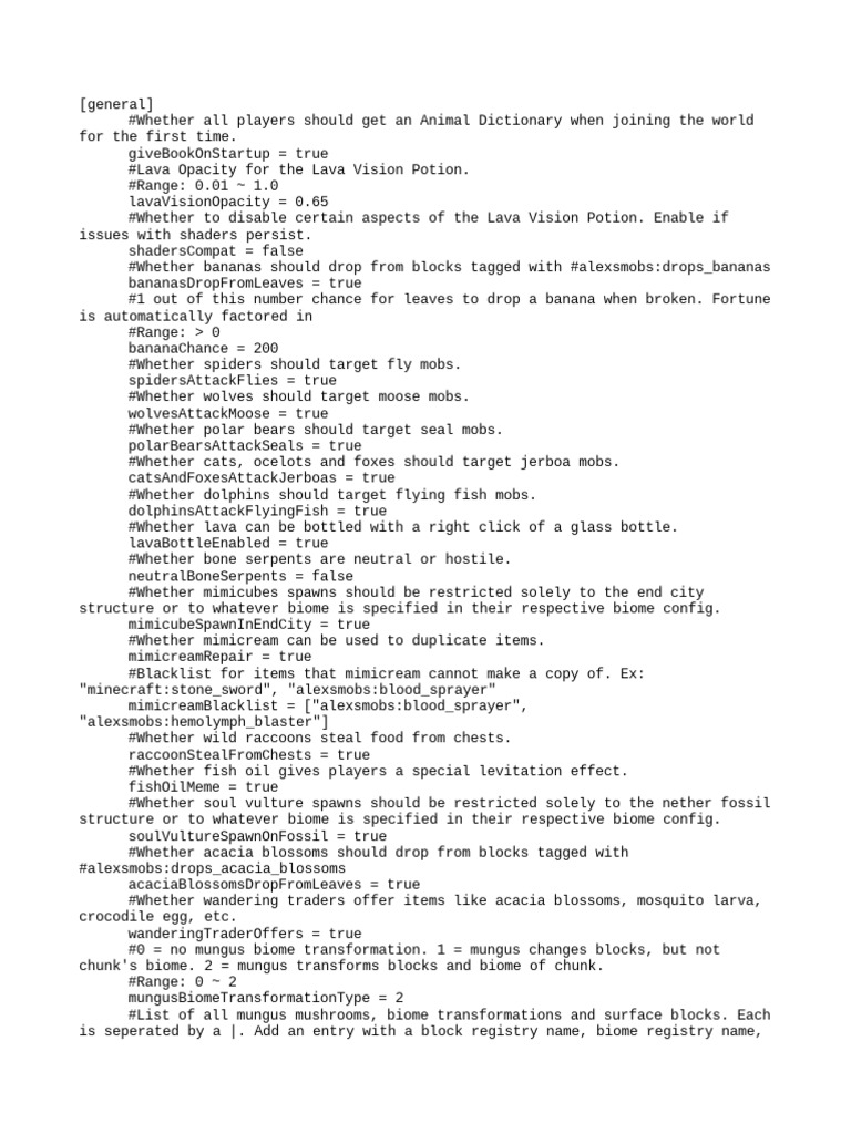 Alex Mobs's Config | PDF | Minecraft | Organisms