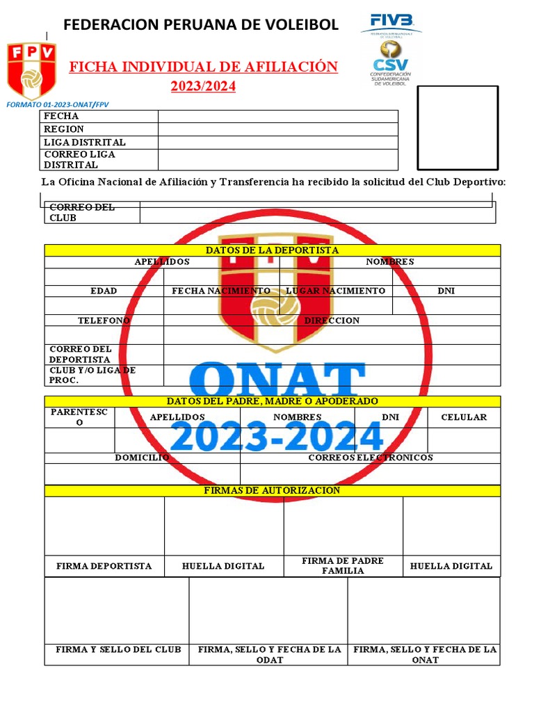 Onat 01 Ficha de Afiliación | PDF