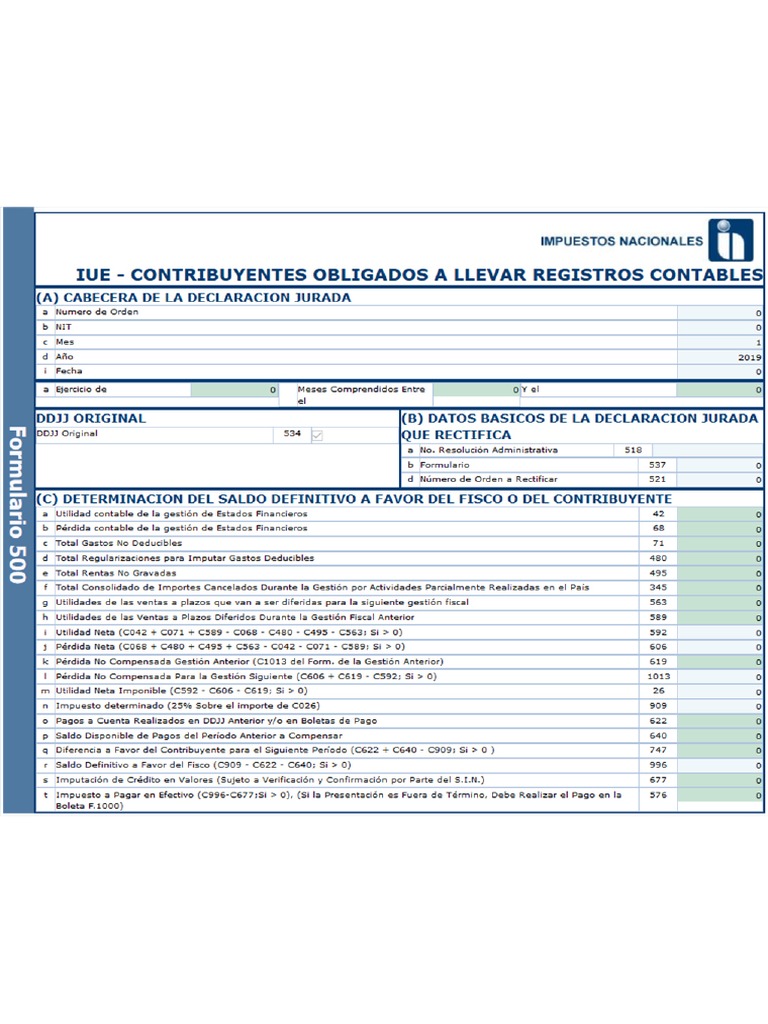 Formulario 500 IUE | PDF