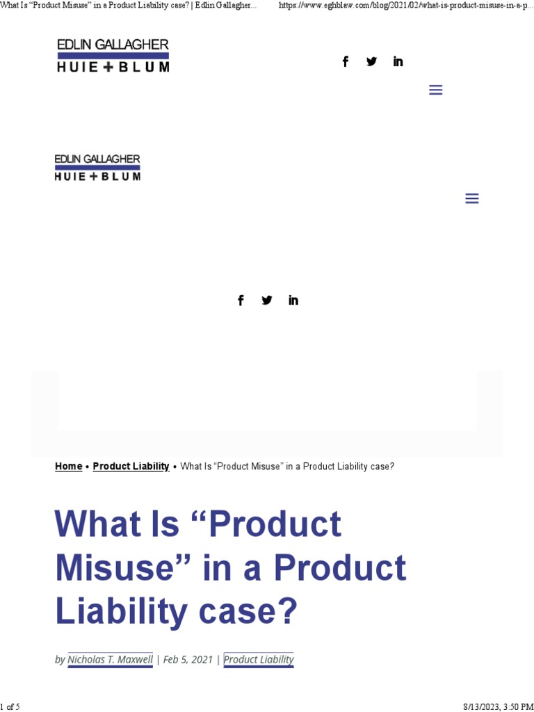 Product Misuse & Product Liability | PDF